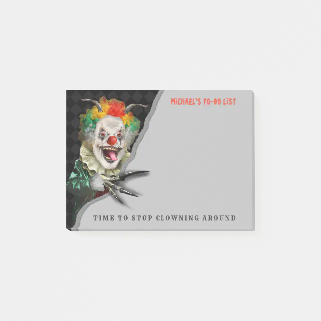 Halloween Creepy Clown Scary Funny Horror Custom Post-it Notes | Zazzle