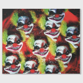 halloween creepy evil horror clown collage wrapping paper | Zazzle