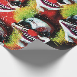 halloween creepy evil horror clown collage wrapping paper | Zazzle