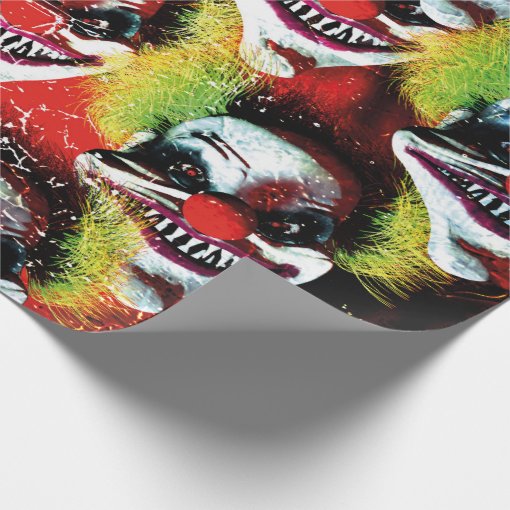 halloween creepy evil horror clown collage wrapping paper | Zazzle