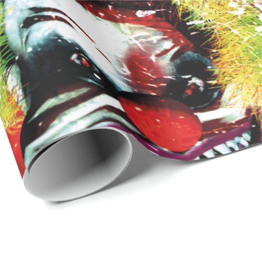 halloween creepy evil horror clown collage wrapping paper | Zazzle