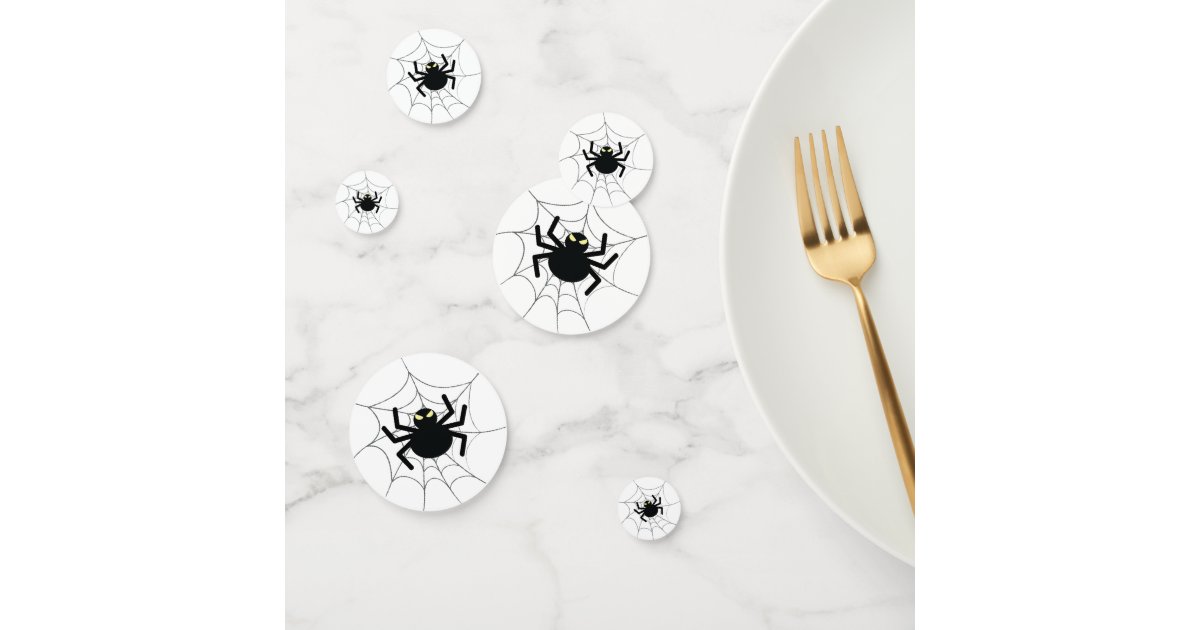 Halloween Creepy Scary Black Itsy Bitsy Spider Web Confetti | Zazzle