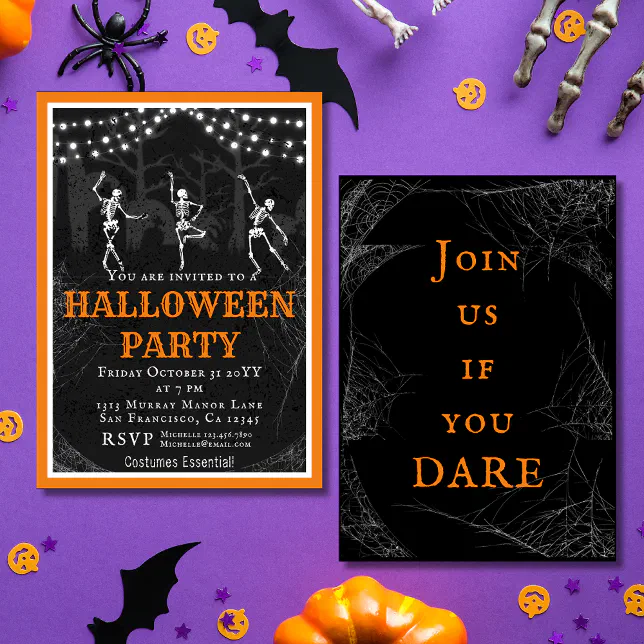 Halloween Creepy Skeletons Graveyard Party Invitation | Zazzle