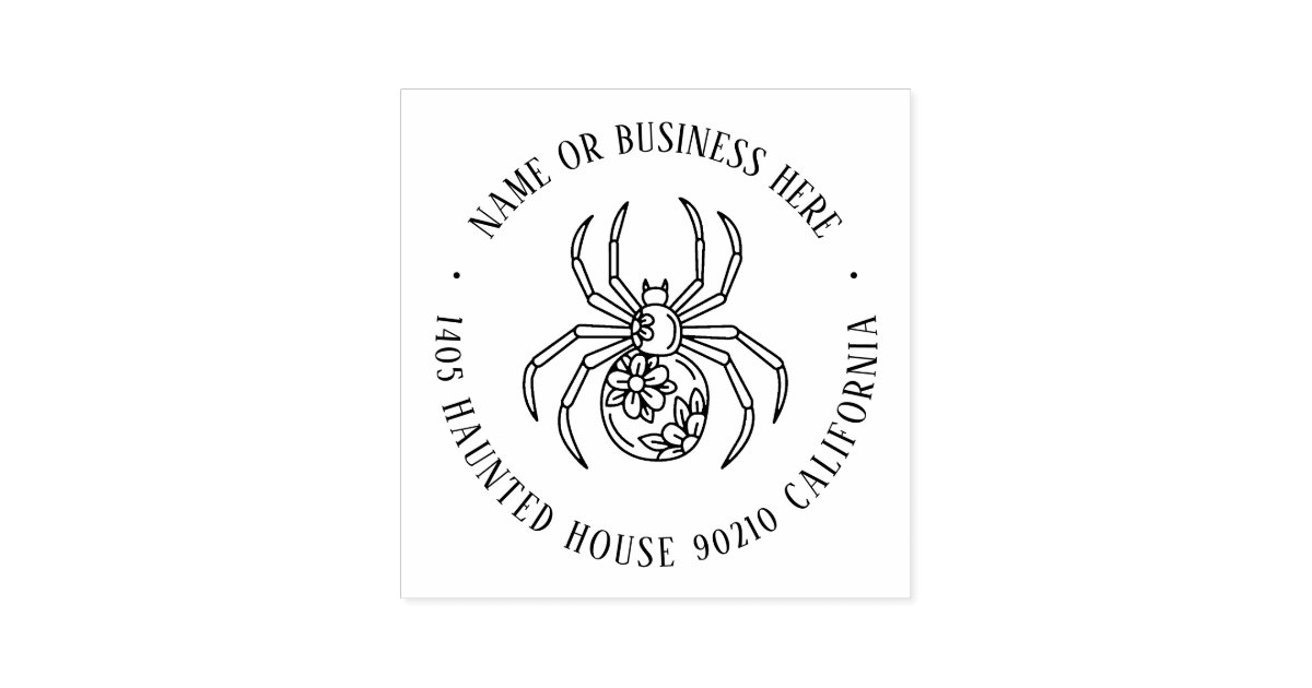 Halloween Creepy Spider Custom Name Return Address Self-inking Stamp ...