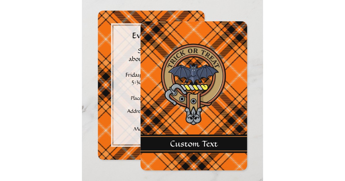Halloween Crest over Tartan Invitation | Zazzle