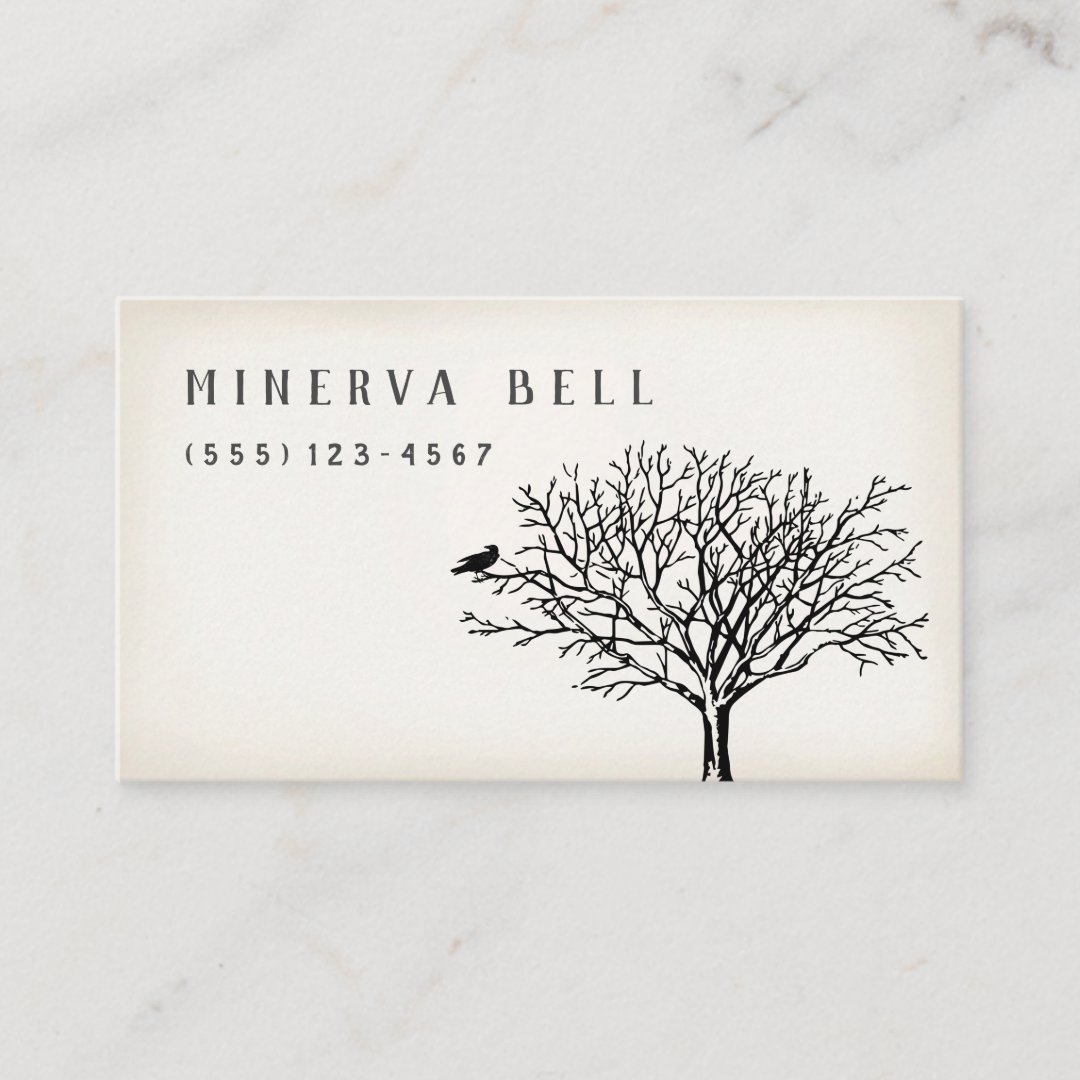 Halloween Crow on Tree Calling Card | Zazzle