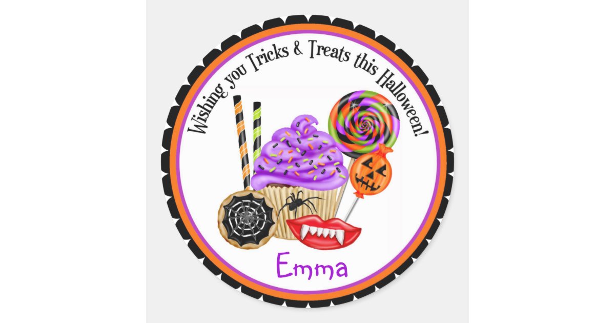 Halloween Cupcakes and Candy Stickers | Zazzle