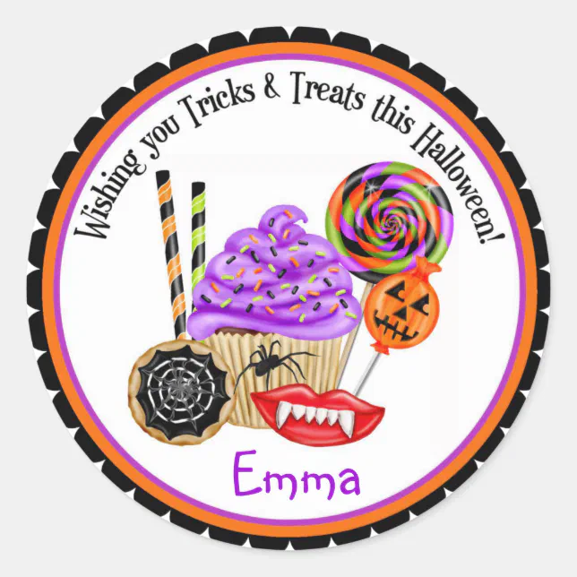 Halloween Cupcakes and Candy Stickers | Zazzle