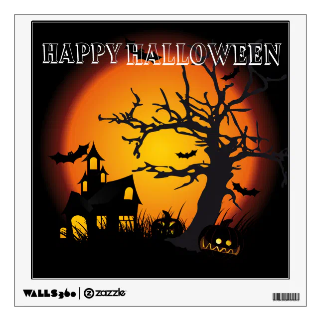 Halloween Custom Wall Decal/Spooky Scene Wall Sticker | Zazzle