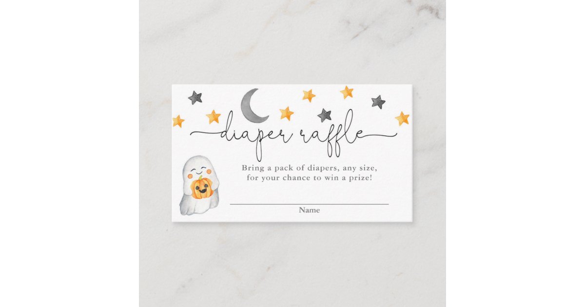 Halloween cute baby ghost fall diaper raffle cards | Zazzle