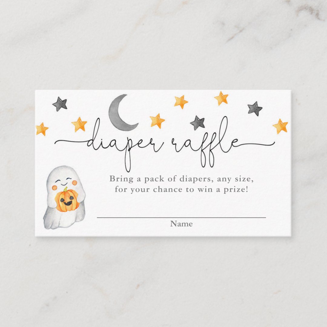 Halloween cute baby ghost fall diaper raffle cards | Zazzle