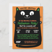 Halloween Cute Black Cat Kids Party Spooktacular Invitation | Zazzle