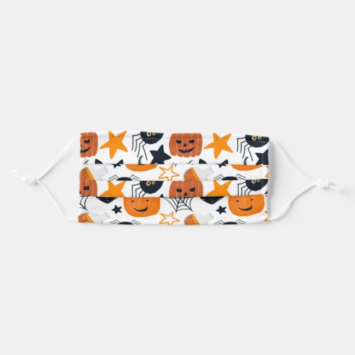 Halloween Cute Black Cat Pumpkin Illustration Adult Cloth Face Mask ...