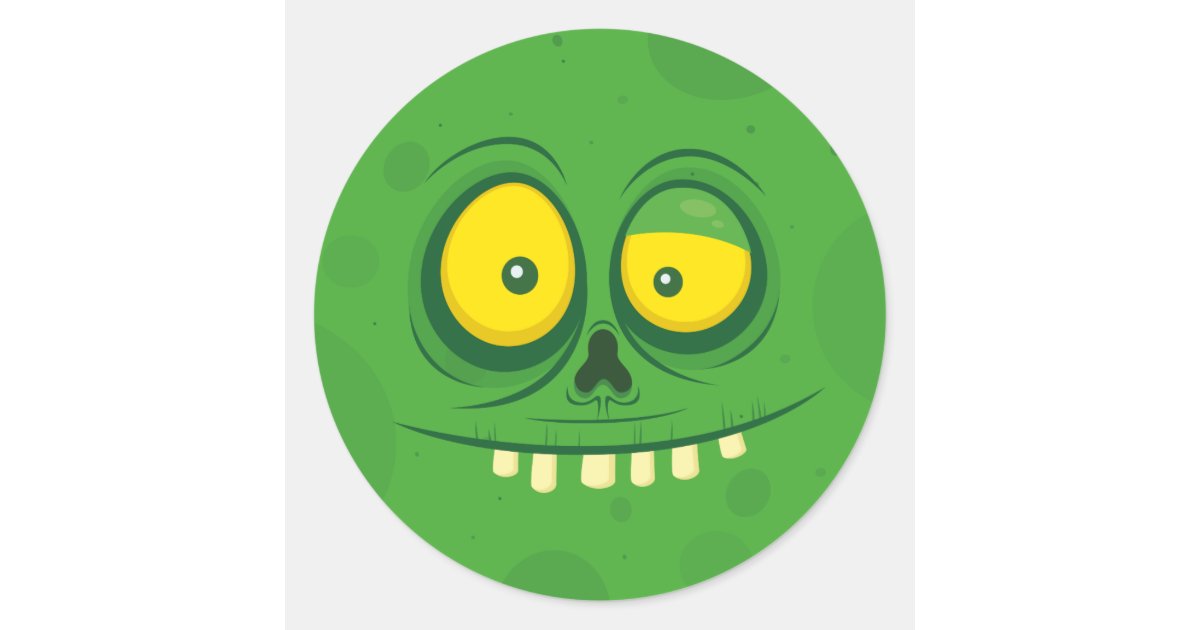 Halloween Cute Green Monster Face Classic Round Sticker | Zazzle