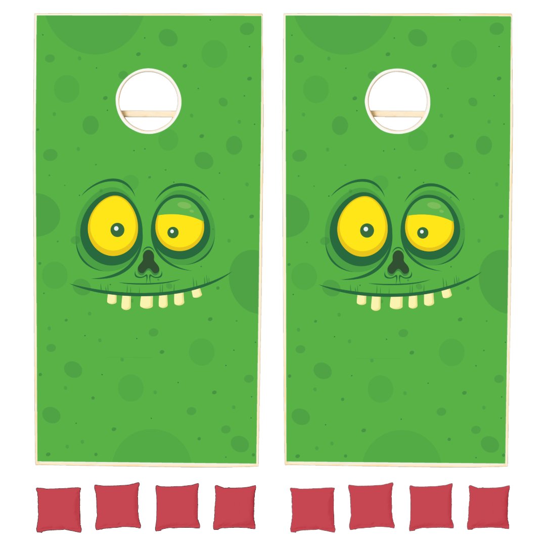 Halloween Cute Green Monster Face Cornhole Set | Zazzle