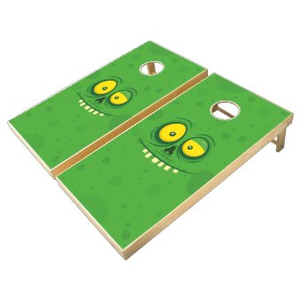 Halloween Cute Green Monster Face Cornhole Set | Zazzle