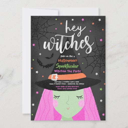 Halloween Cute Hey Witches Halloween Tea Party Invitation | Zazzle