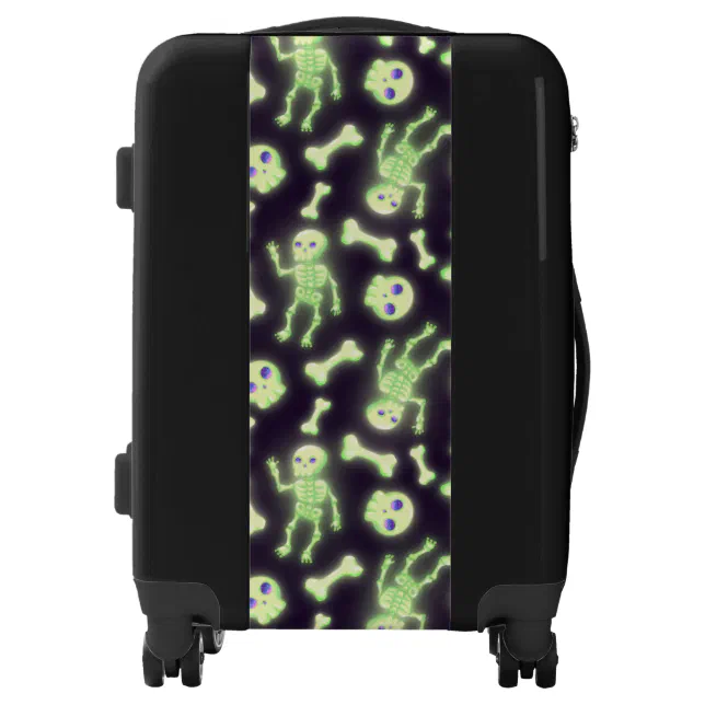 Halloween Cute Spooky Glowing Skeleton Bones Skull Luggage | Zazzle