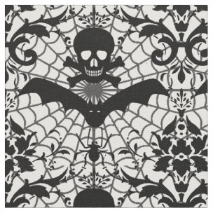 Halloween Bats Pattern Antique Illustrated Bat Art Fabric | Zazzle