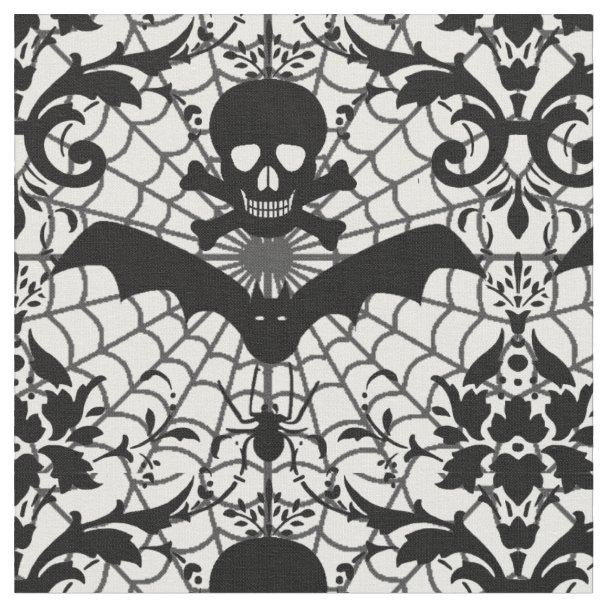 Halloween Bats Pattern Antique Illustrated Bat Art Fabric | Zazzle