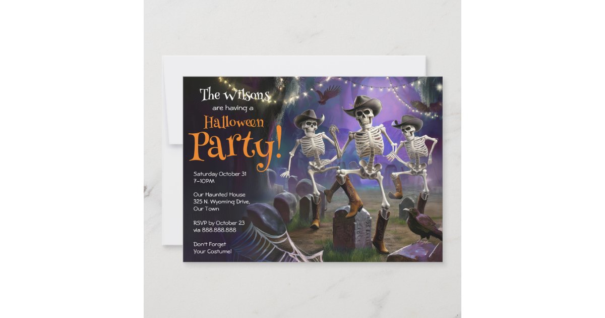 Halloween Dance Party, Line Dancing Skeletons Invitation | Zazzle