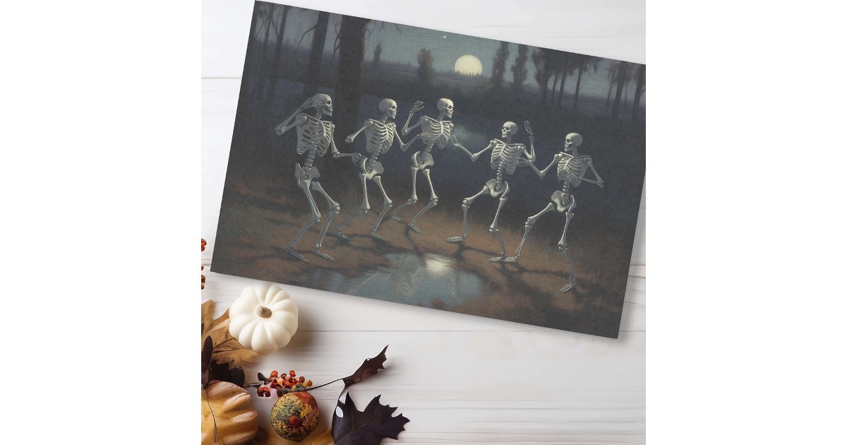 Halloween Decoupage Dancing Skeletons Tissue Paper | Zazzle