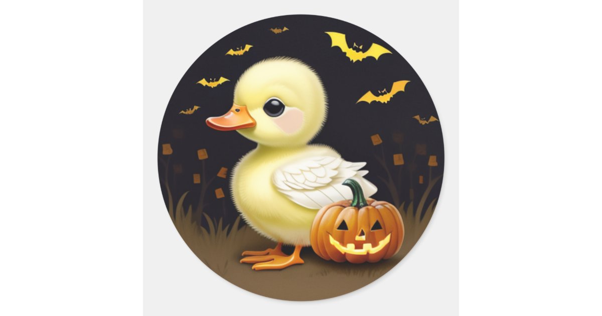 Halloween Duck with Pumpkin Sticker | Zazzle