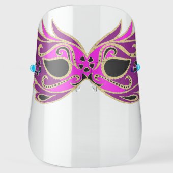 Halloween, Elegant, Fun, Pink, Masquerade Face Shield | Zazzle