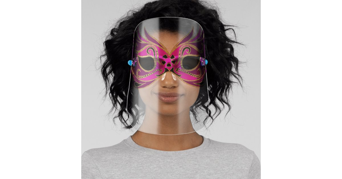 Halloween, Elegant, Fun, Pink, Masquerade Face Shield | Zazzle