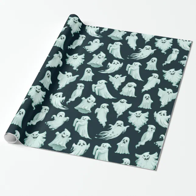 Halloween Evil Ghosts Horror Pattern Wrapping Paper | Zazzle