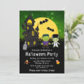 Halloween Fancy Dress Party Monsters Green Invitation | Zazzle