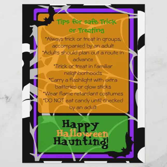 Halloween Flyer with Trick or Treat safety tips | Zazzle