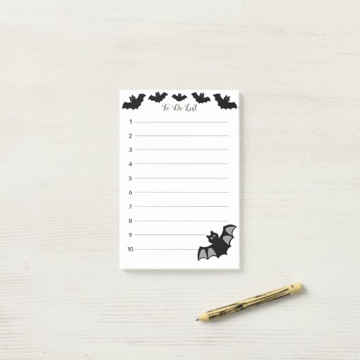Halloween flying bats on white To Do List Post-it Notes | Zazzle