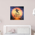 Halloween Flying Witch Broom Pumpkin Poster | Zazzle