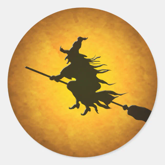 Halloween Flying Witch Stickers | Zazzle