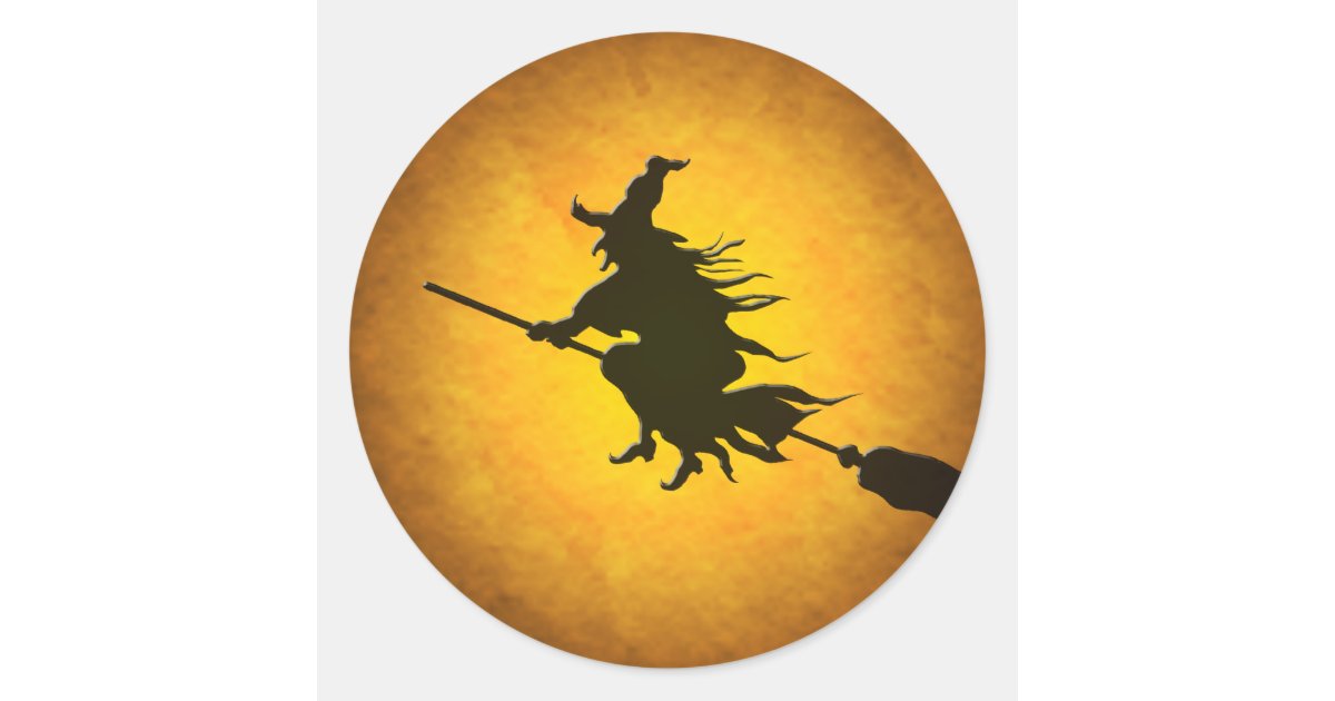 Halloween Flying Witch Stickers | Zazzle