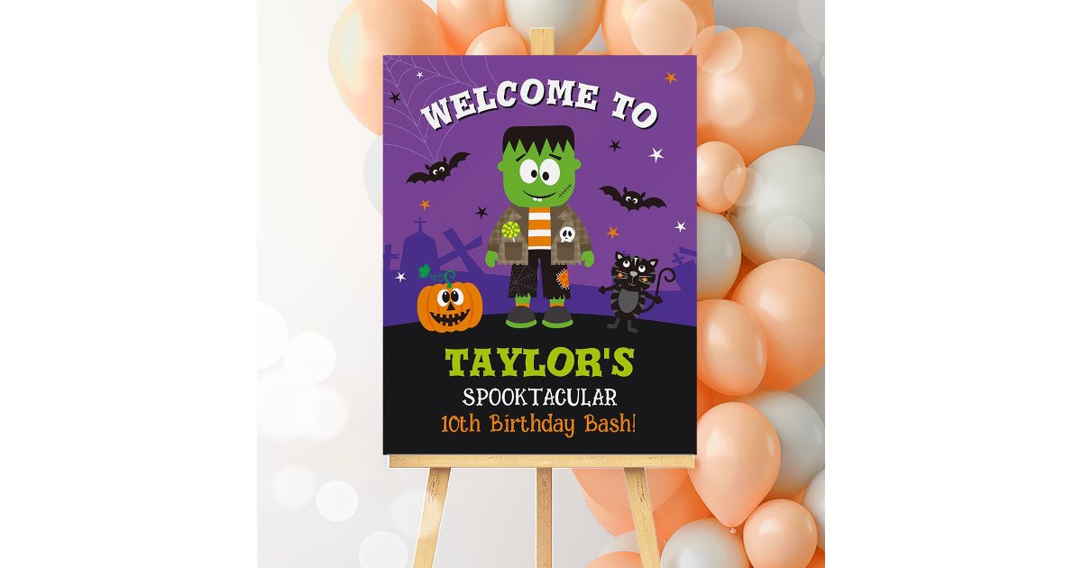 Halloween Frankenstein Birthday Party Welcome Sign | Zazzle