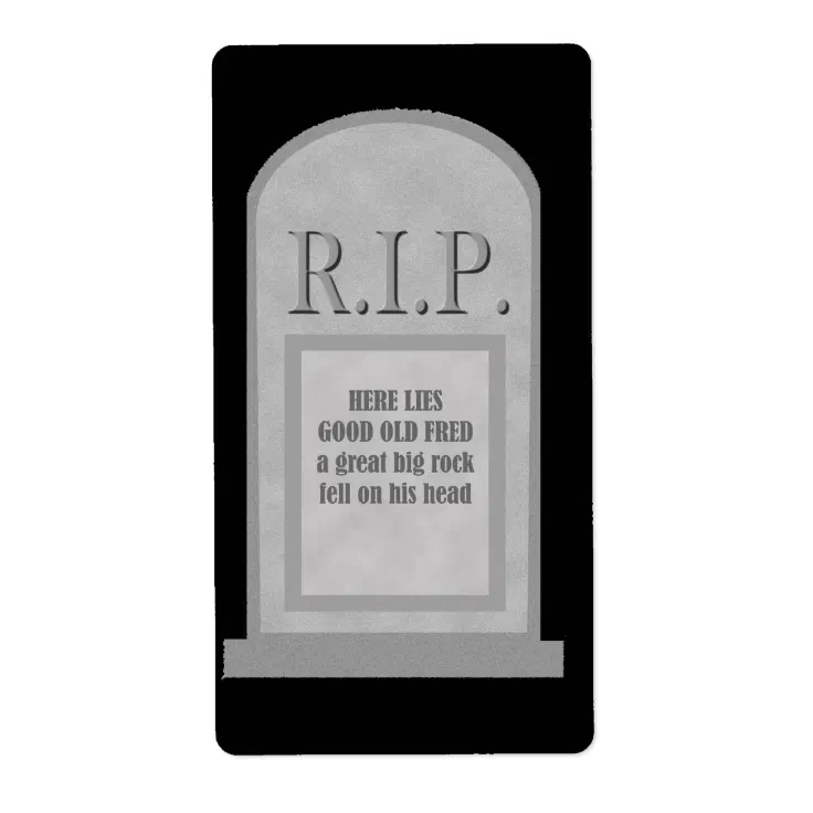 Halloween Fred Tombstone Label | Zazzle