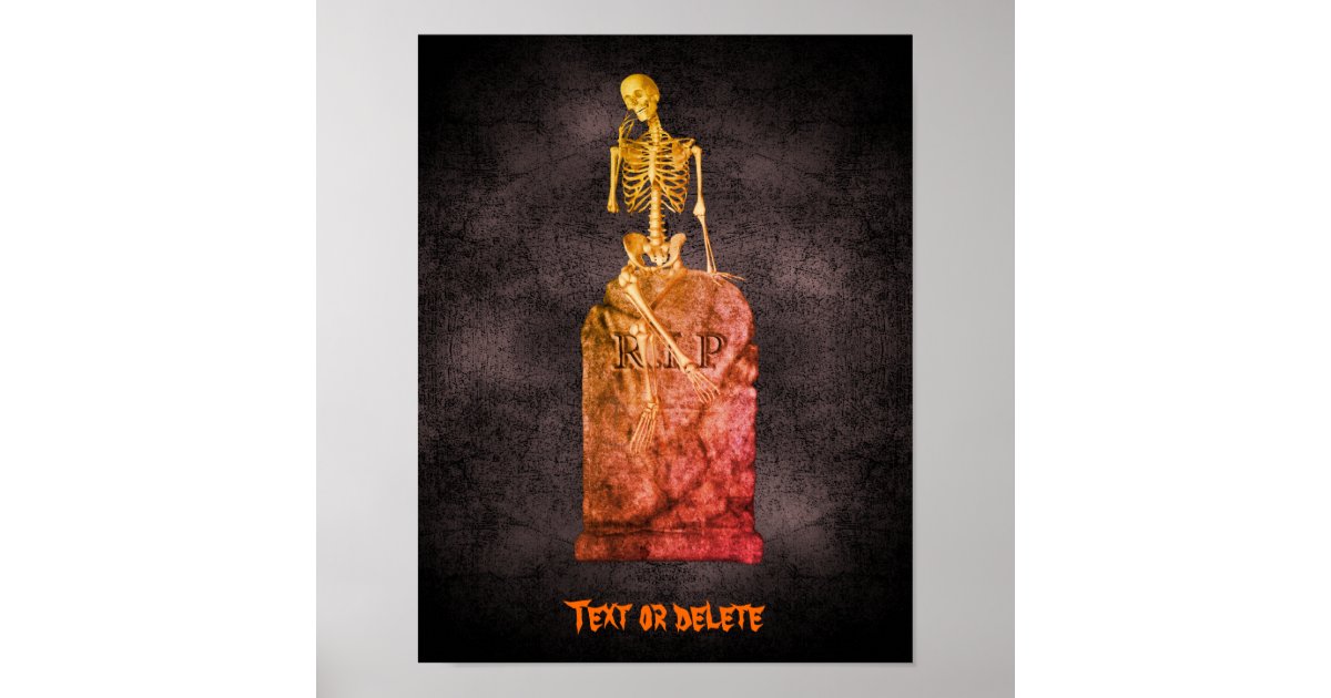 Halloween Funny Skeleton Tombstone Personalized Poster | Zazzle
