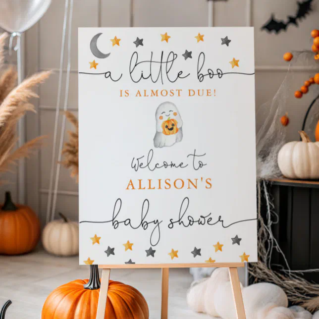 Halloween gender neutral baby shower welcome sign | Zazzle