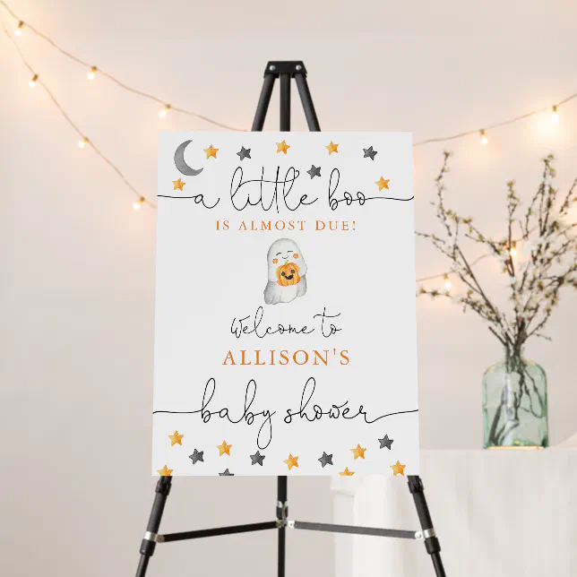 Halloween gender neutral baby shower welcome sign | Zazzle