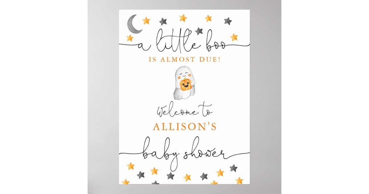 Halloween gender neutral baby shower welcome sign | Zazzle