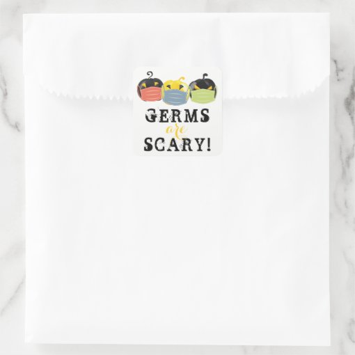 Halloween Germs are scary Halloween Sanitizer Square Sticker | Zazzle