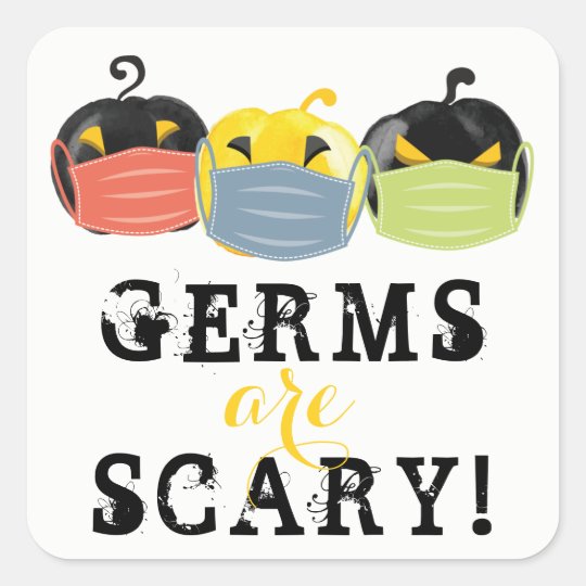 Halloween Germs are scary Halloween Sanitizer Square Sticker | Zazzle.com