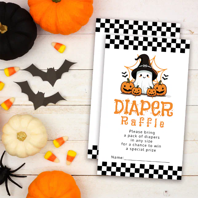 Halloween Ghost Baby Shower Diaper Raffle Enclosure Card | Zazzle