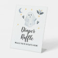 Halloween Ghost Baby Shower Diaper Raffle Pedestal Sign | Zazzle