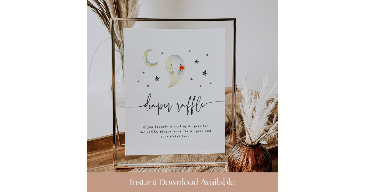 Halloween Ghost Baby Shower Diaper Raffle Sign | Zazzle