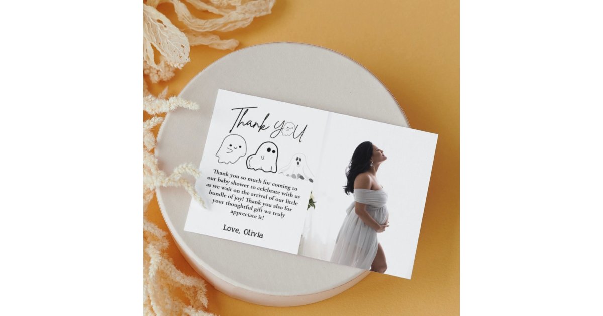 Halloween Ghost Baby shower thank you card | Zazzle
