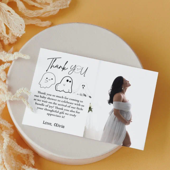 Halloween Ghost Baby shower thank you card | Zazzle