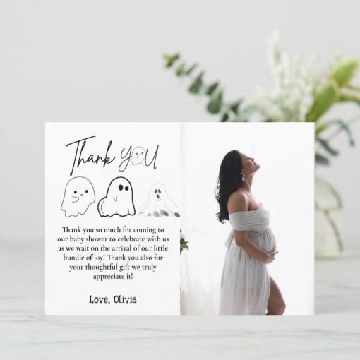 Halloween Ghost Baby shower thank you card | Zazzle